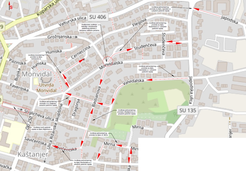 Uvodi se nova organizacija prometa unutar naselja Monvidal | Grad Pula