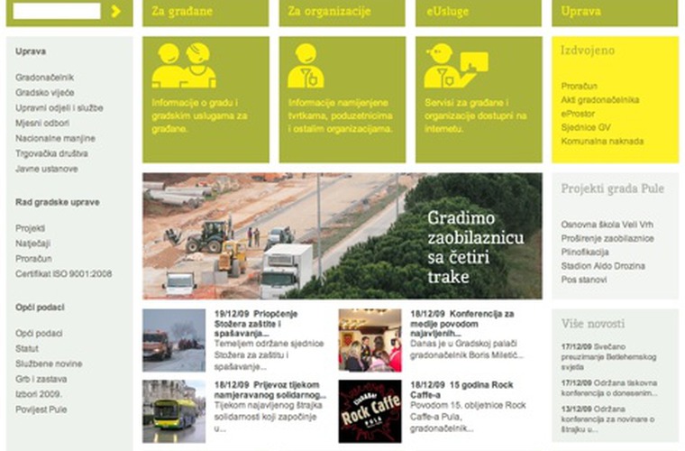 Nove web stranice Grada Pule | Grad Pula